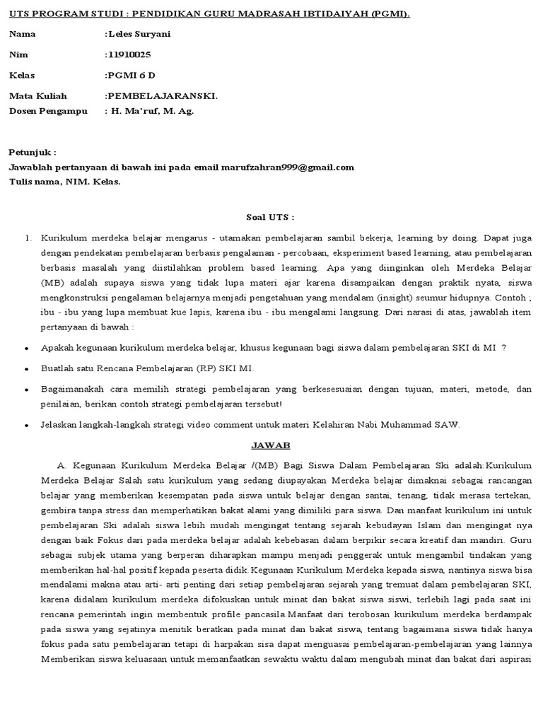 Uts Program Studi Ski | PDF