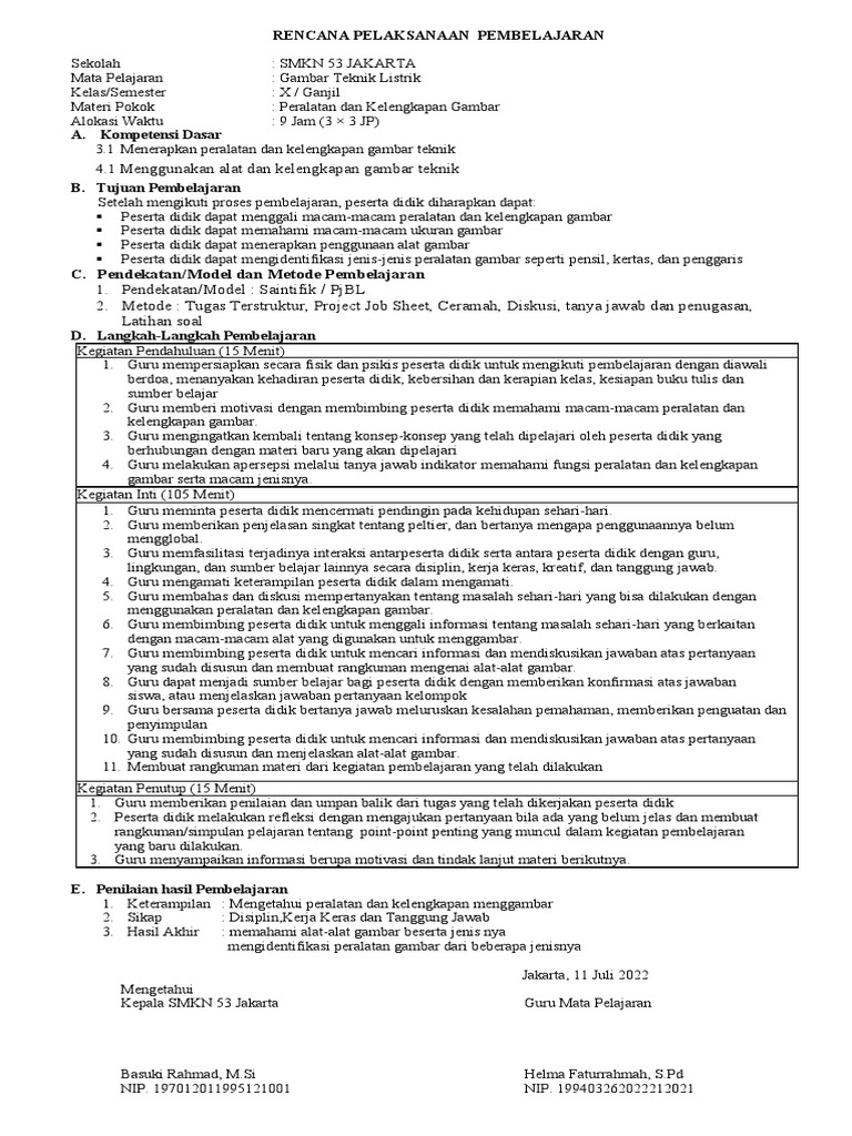 RPP Gambar Teknik | PDF