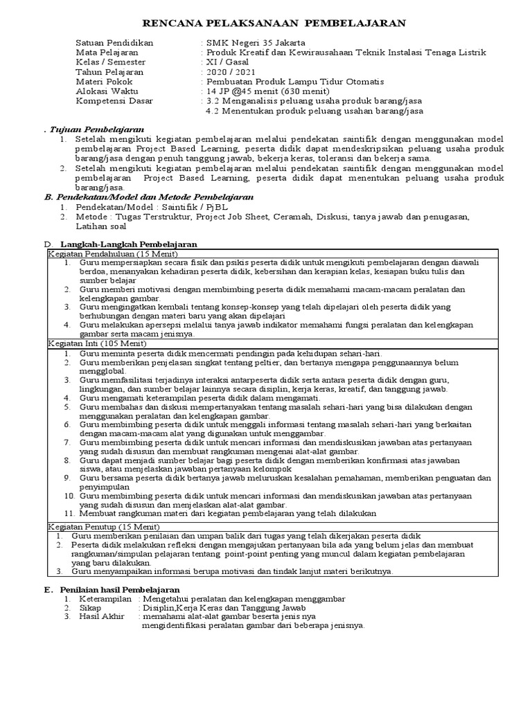 RPP PJBL PKK XI | PDF | Seni