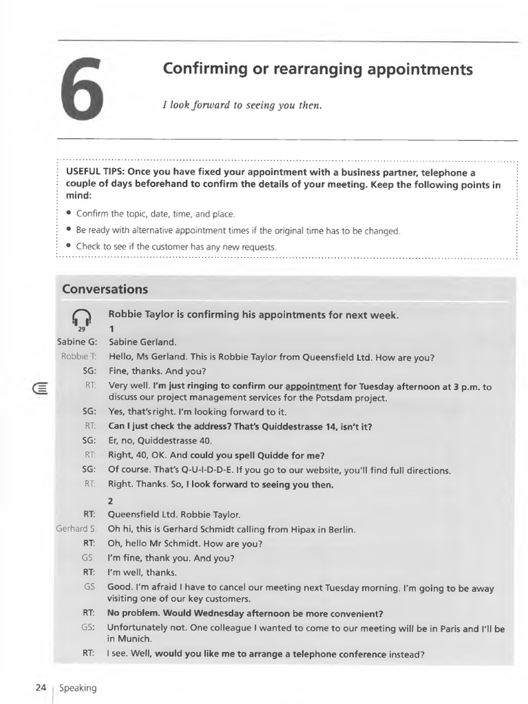 Collins - English.for - Business - Speaking - Confirming An Arrangement ...