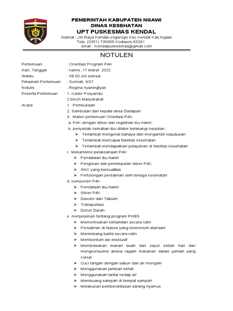 Notulen Orientasi P4KKKKK | PDF