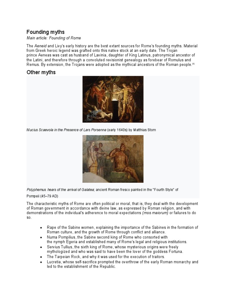 Founding Myths: Main Article: Founding of Rome | PDF | Roman Mythology ...
