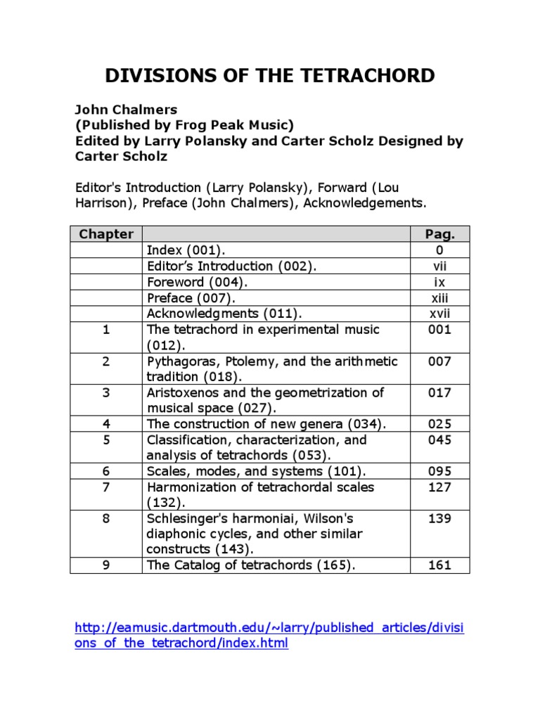 Divisions of the TetraChord | PDF