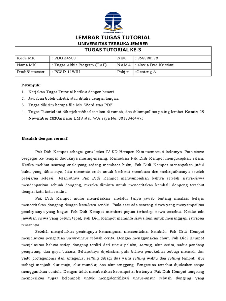 PDGK4500 Soal TT-3 Up | PDF | Karier & Perkembangan | Seni & Disiplin Bahasa