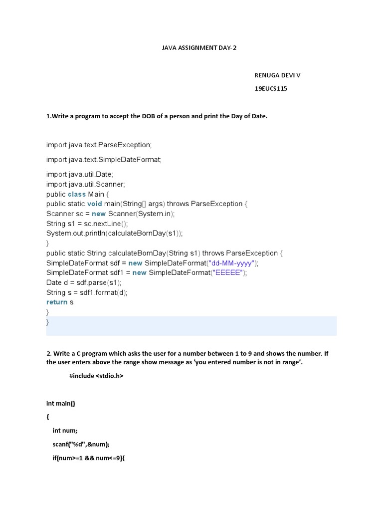 Java Assignment Day2 | PDF | Information Technology Management ...