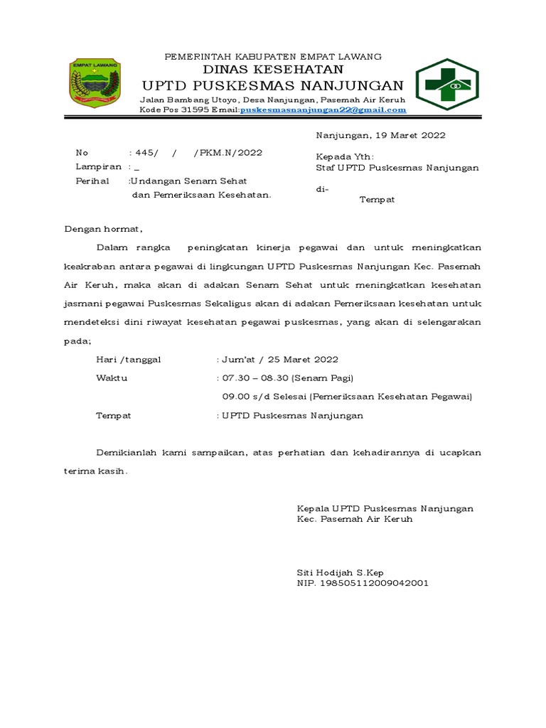 Undangan Senam Dan Pemeriksaan Kesehatan | PDF