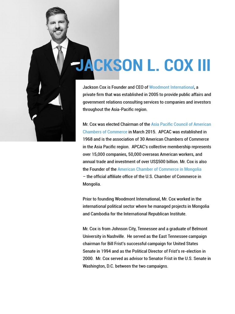 Jackson L. Cox Iii: Woodmont International | PDF | Politics