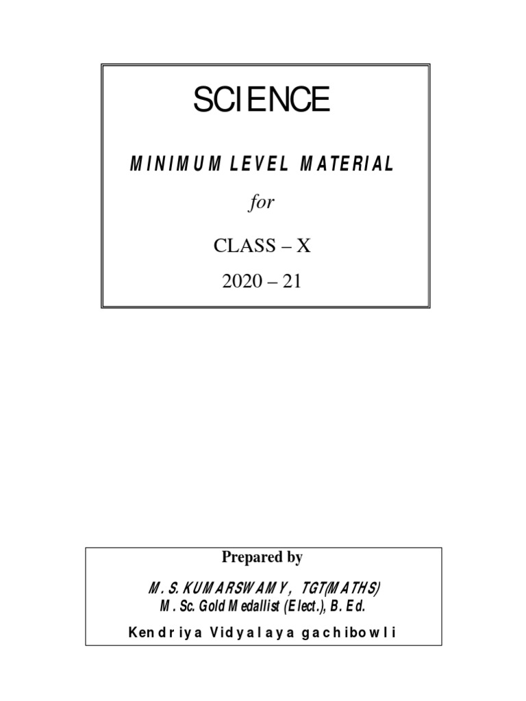 MLL Study Materials Science Class X 2020-21-1 | PDF | Chemical ...