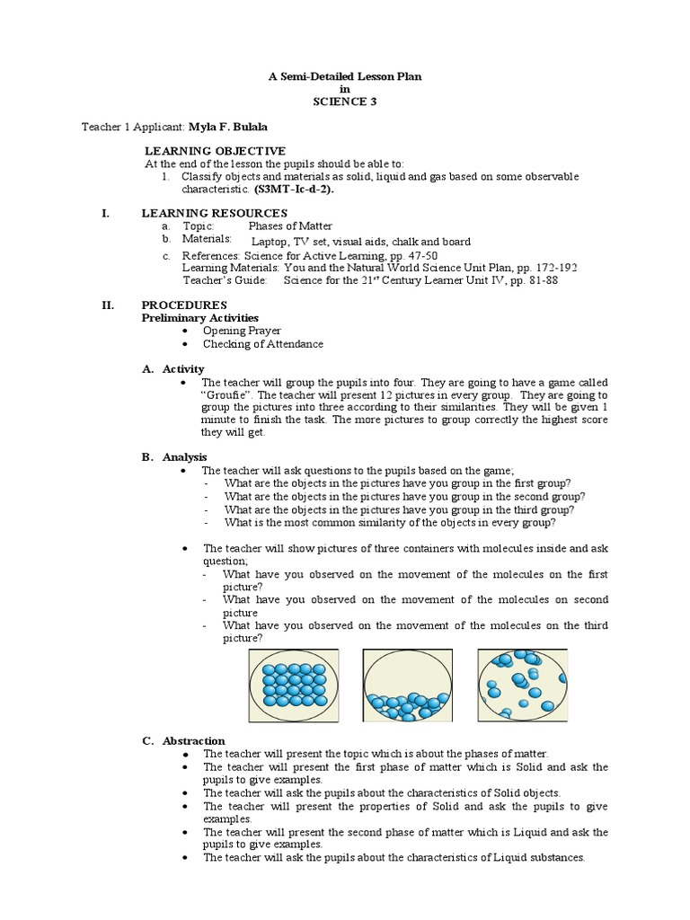 Lesson Plan About Phases of Matter | PDF | Solid | Phase (Matter)