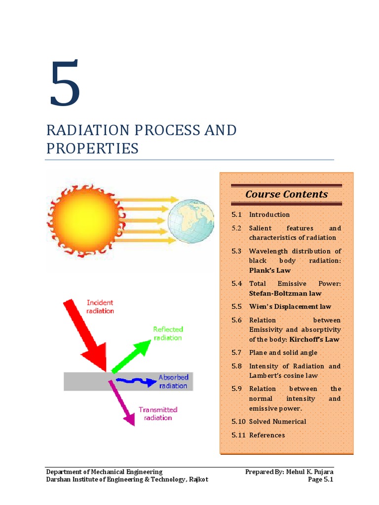 Radiation Process and Properties: Course Contents | PDF ...