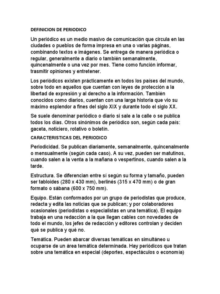 Definicion de Periodico | PDF | Periódicos | Comunicación