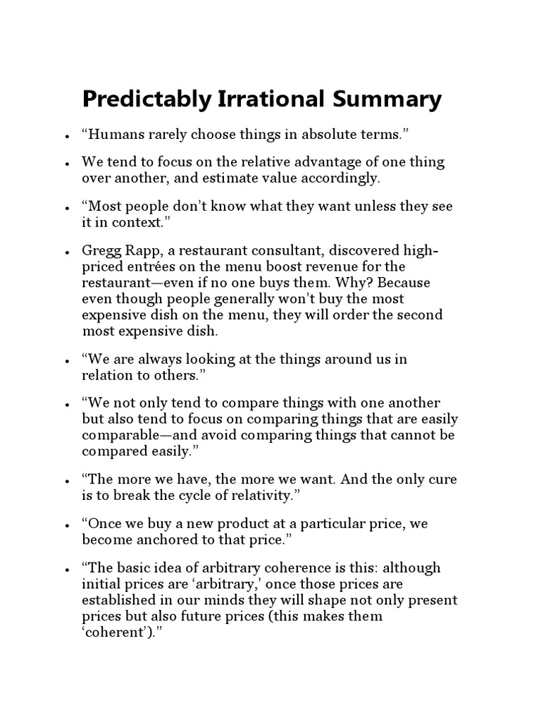 Predictably Irrational by Dan Ariely | PDF | Psychology | Behavioural ...