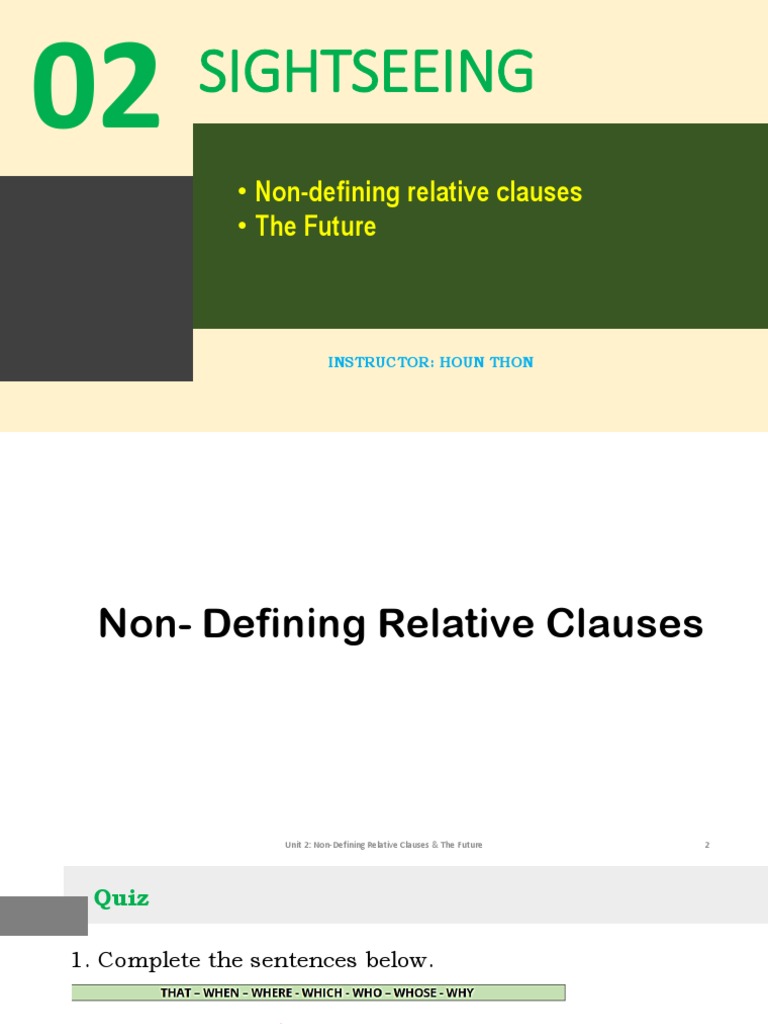Unit2 - Non-Defining Relative Clause | PDF | Clause | Syntactic Relationships