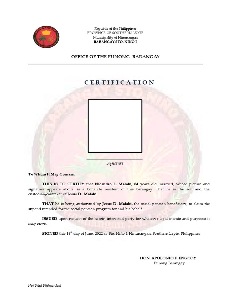Certificate For Senior Citizen | PDF