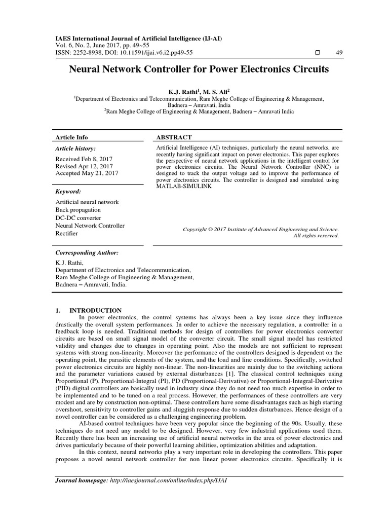 Neural Network Controller For Power Electronics Circuits | PDF ...