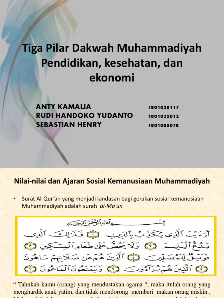 5A - Tiga Pilar Dakwah Muhammadiyah (Pendidikan, Ekonomi, Kesehatan) - (KEL.3) - Dikonversi | PDF