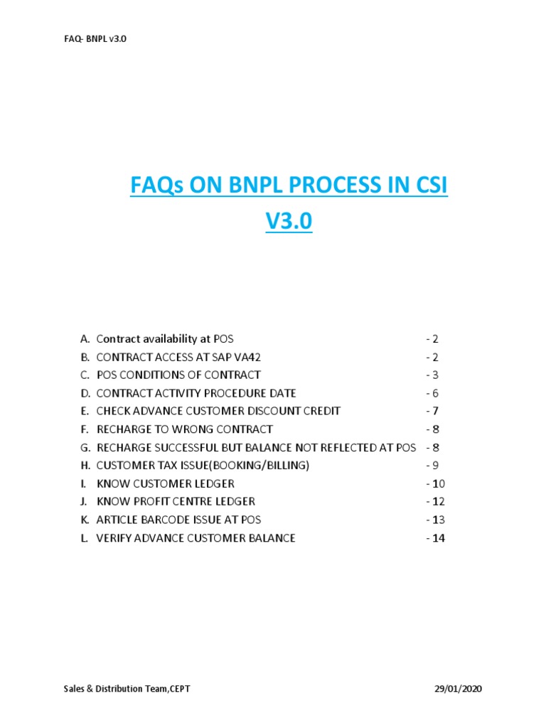 Faqs On BNPL Process in Csi V3.0 | PDF | Invoice | Point Of Sale