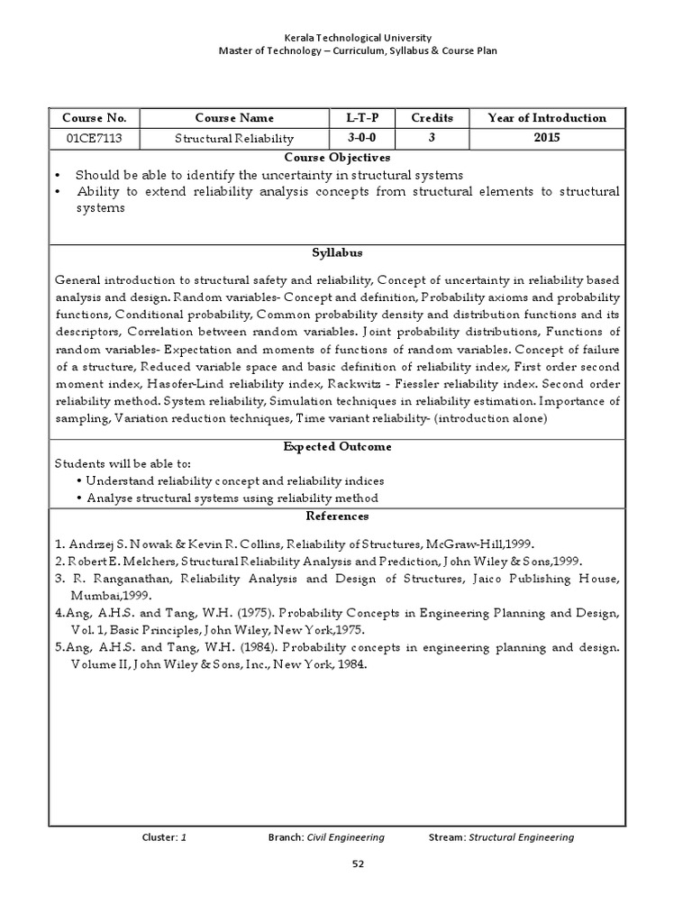 Structural Reliability - Syllabus | PDF | Reliability Engineering ...