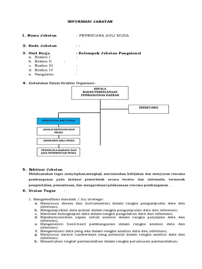 Anjab Perencana Ahli Muda | PDF