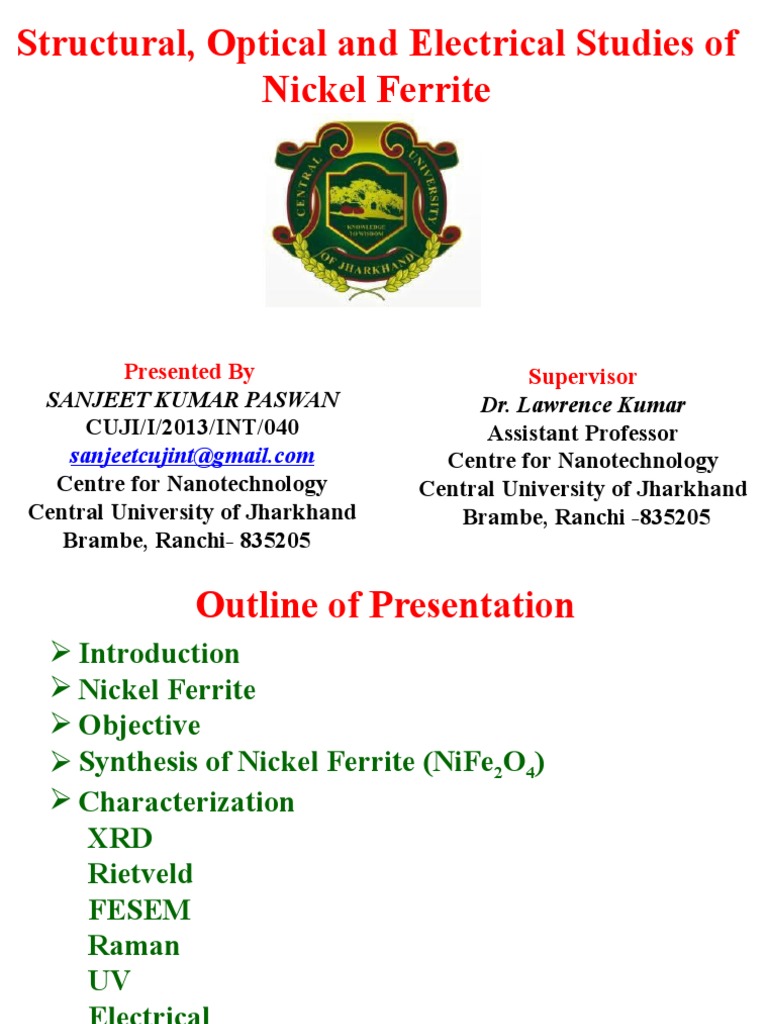Structural, Optical and Electrical Characterization of Nickel Ferrite ...