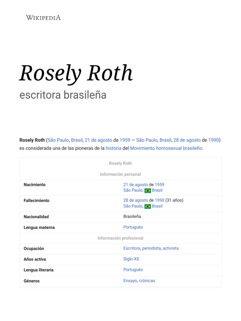 Rosely Roth - Wikipedia, La Enciclopedia Libre | PDF | Derechos LGBT ...