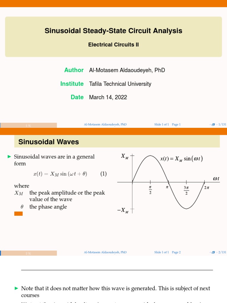 Chapter 1 - Sinusoidal Steady-State Analysis - 1 | PDF | Trigonometric Functions | Waves