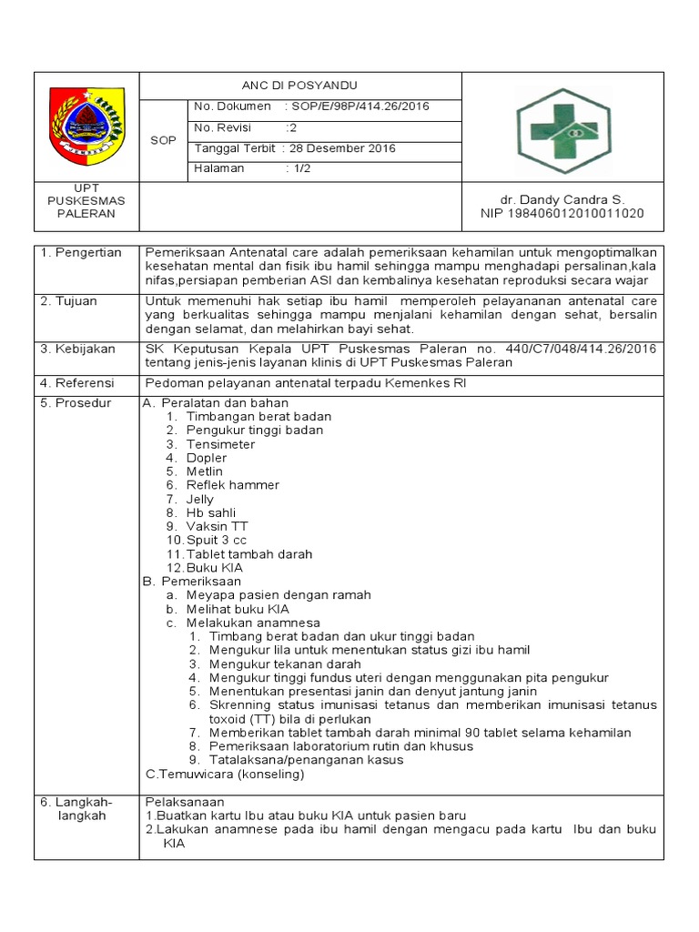Sop Anc Diposyandu | PDF