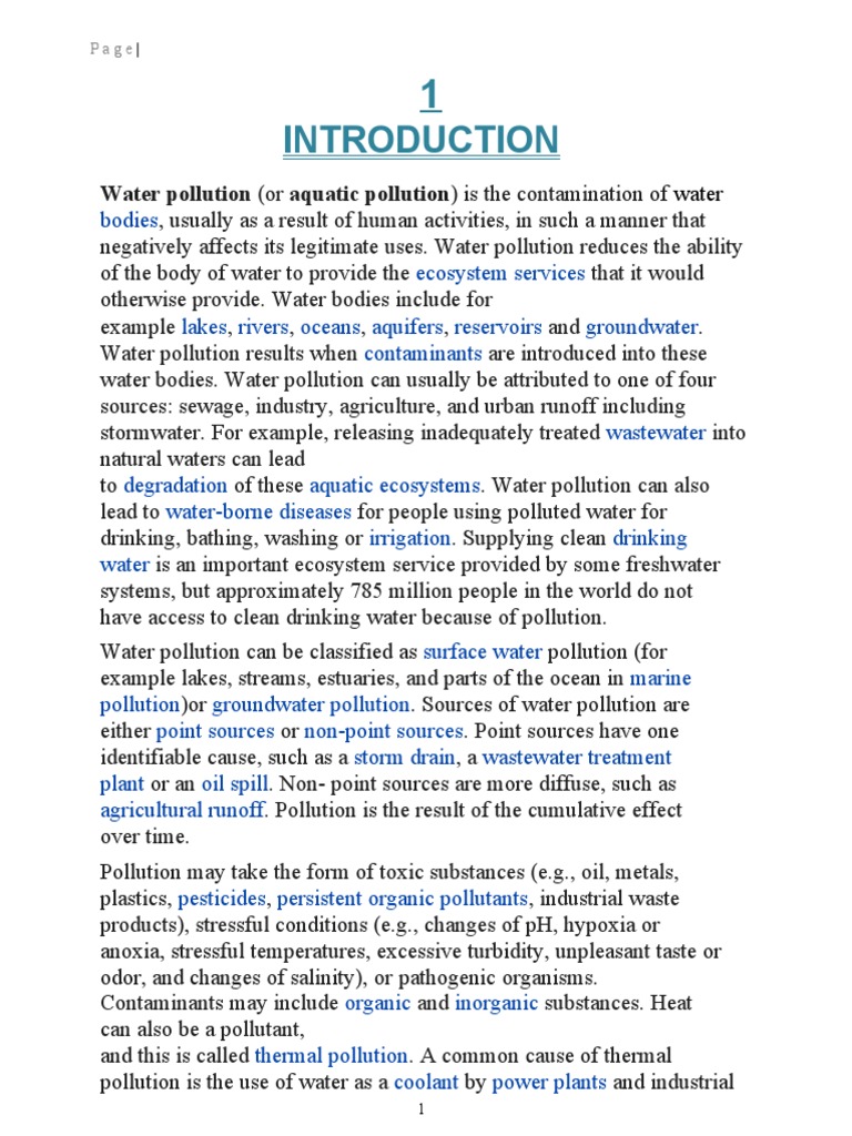 Introduction to Water Pollution | PDF | Water Pollution | Natural ...