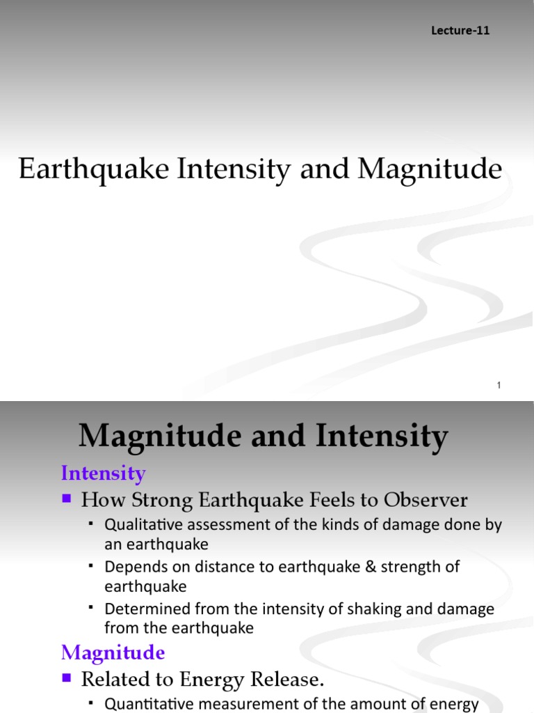 Earthquake Intensity vs. Magnitude Explained | PDF | Moment Magnitude ...
