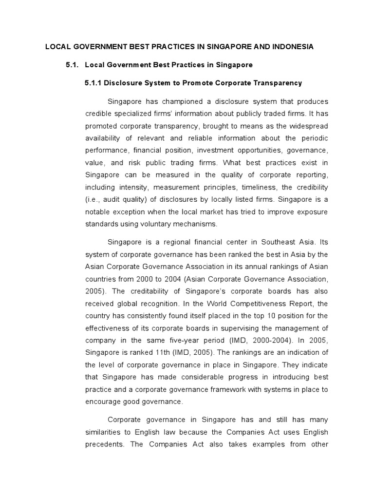 Local Government Best Practices in Singapore and Indonesia | PDF ...