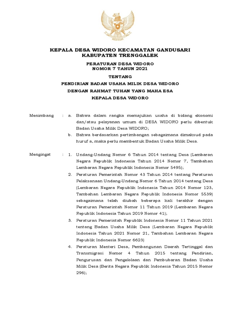 AD ART BUMdes Widoro | PDF