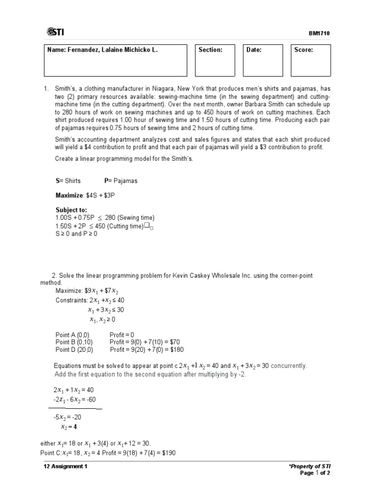 Name: Fernandez, Lalaine Michicko L. Section: Date: Score | PDF ...