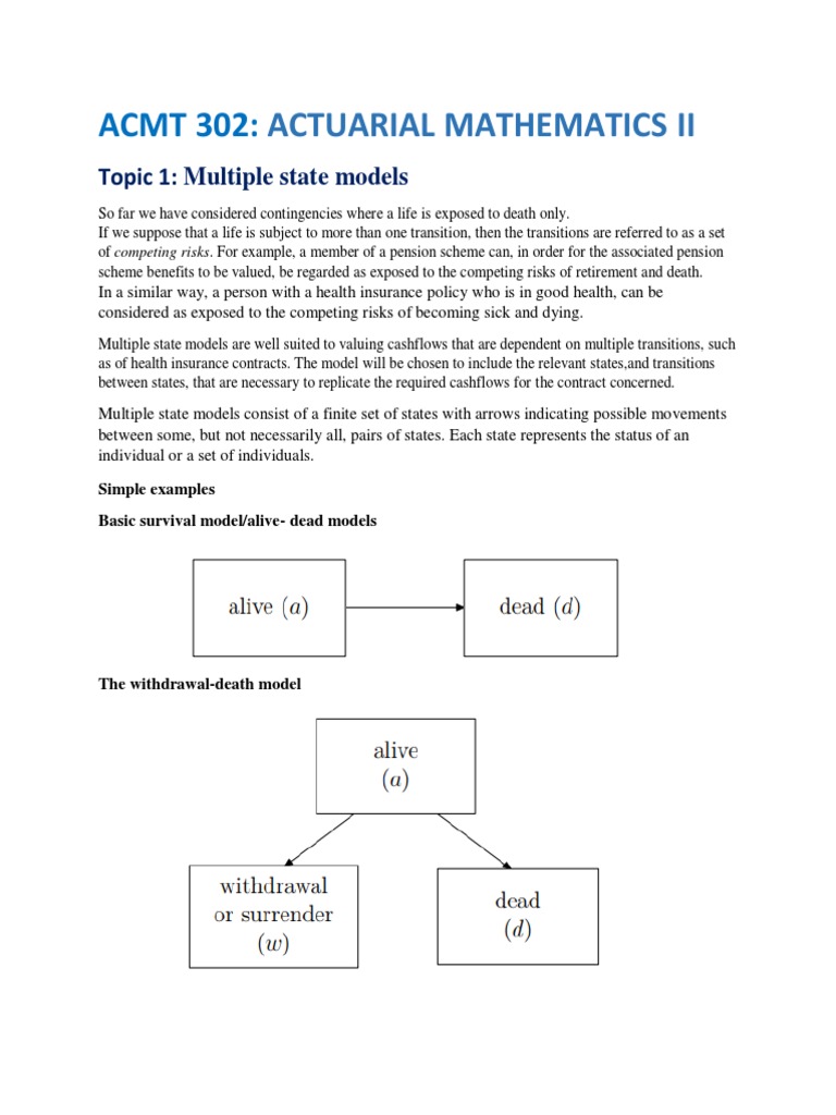 Multiple State Models in Actuarial Science | PDF | Insurance ...