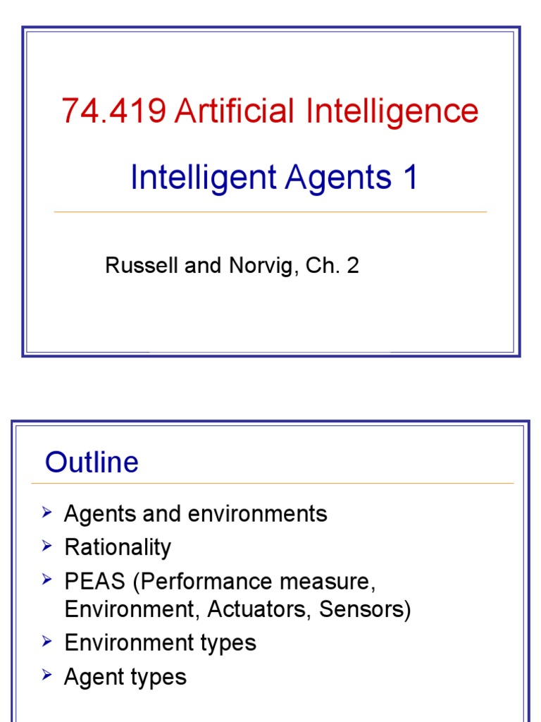 Artificial Intelligence Intelligent Agents | PDF | Robotics | Cognition