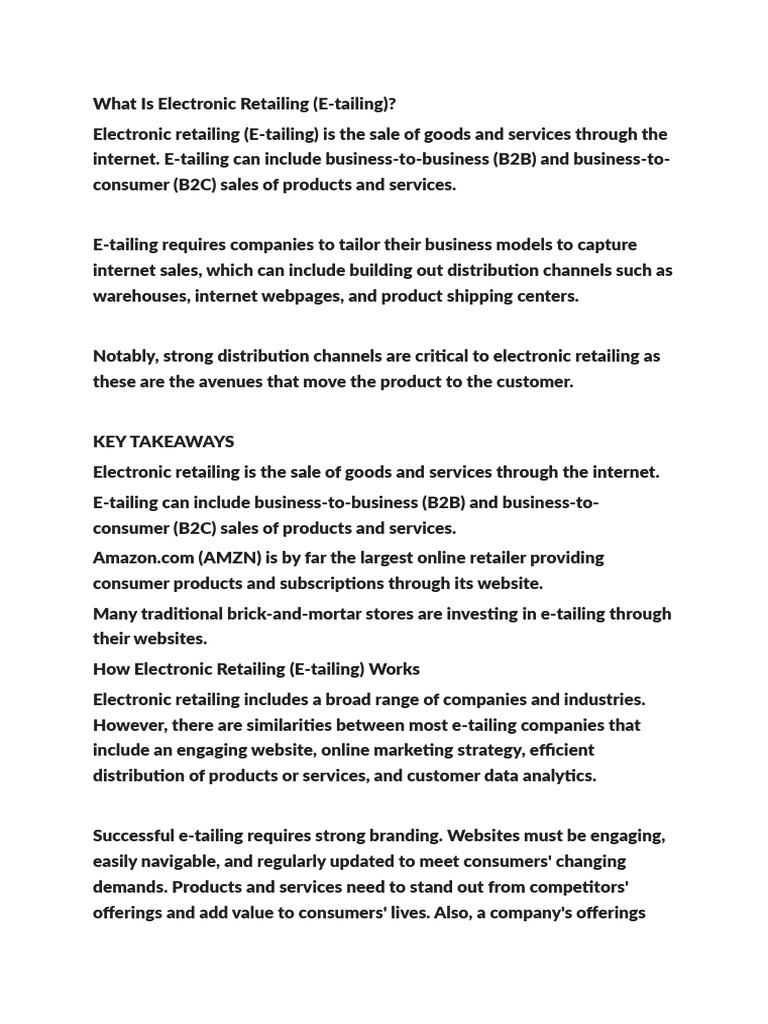 E RETAILING | PDF | E Commerce | Online Shopping