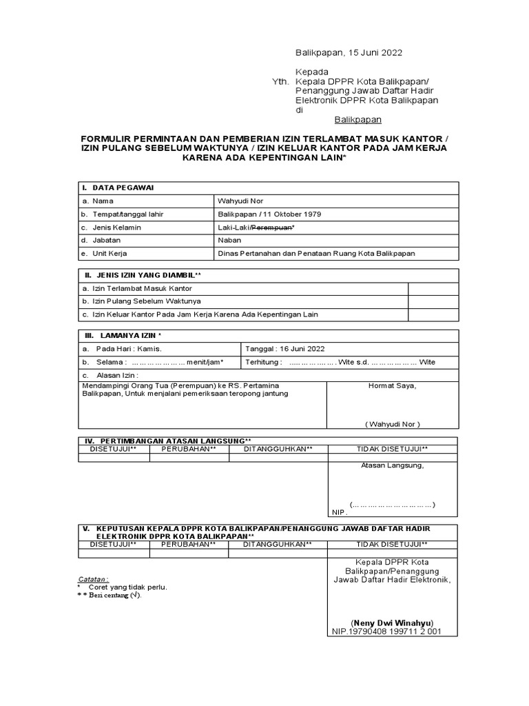 Form Terlambat | PDF