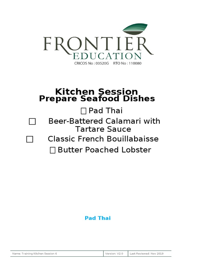 Kitchen Session 1a Workplan Assessment | PDF | Foods | Dishwasher