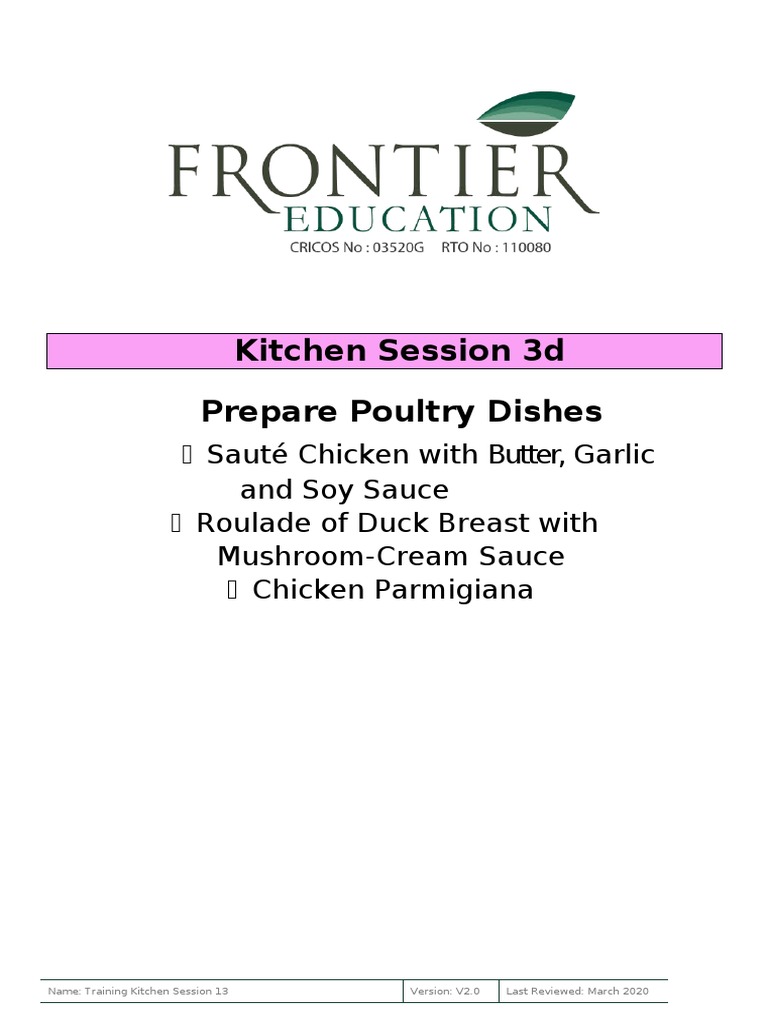 Kitchen Session 3d Workplan - Done | PDF | Foods | Hygiene