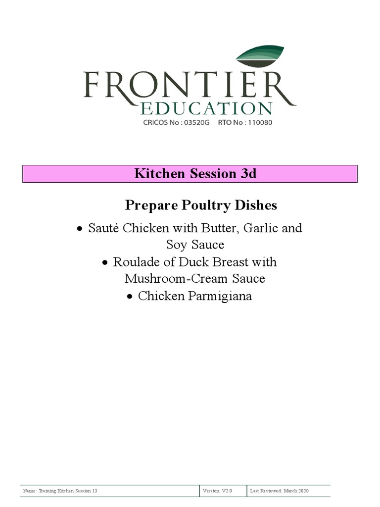 Kitchen Session 3d Workplan Assessment | PDF | Cooking, Food & Wine