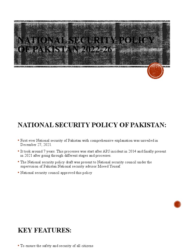 Pakistan National Security Policy 2022-26 | PDF | National Security ...