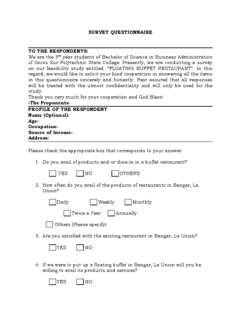 Floating Buffet Restaurant Survey | PDF | Cuisine | Foods