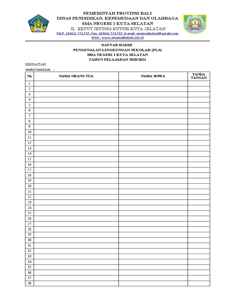 Daftar Hadir PLS | PDF
