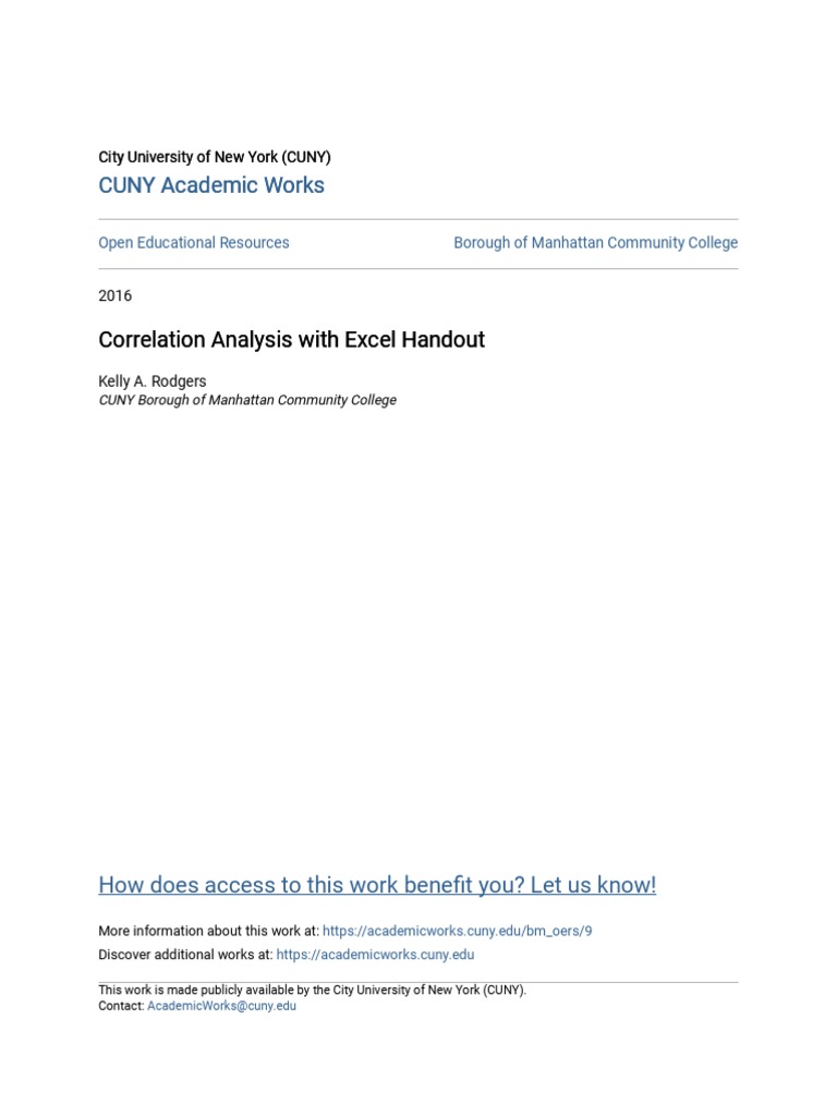 Correlation Analysis With Excel Handout | PDF | Scatter Plot ... Correlation Analysis With Excel Handout | PDF | Scatter Plot ...