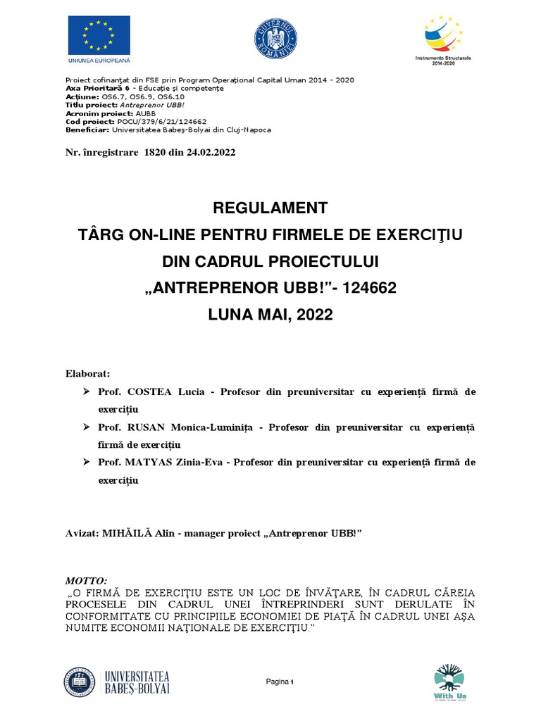 Regulament AUBB 2022 | PDF