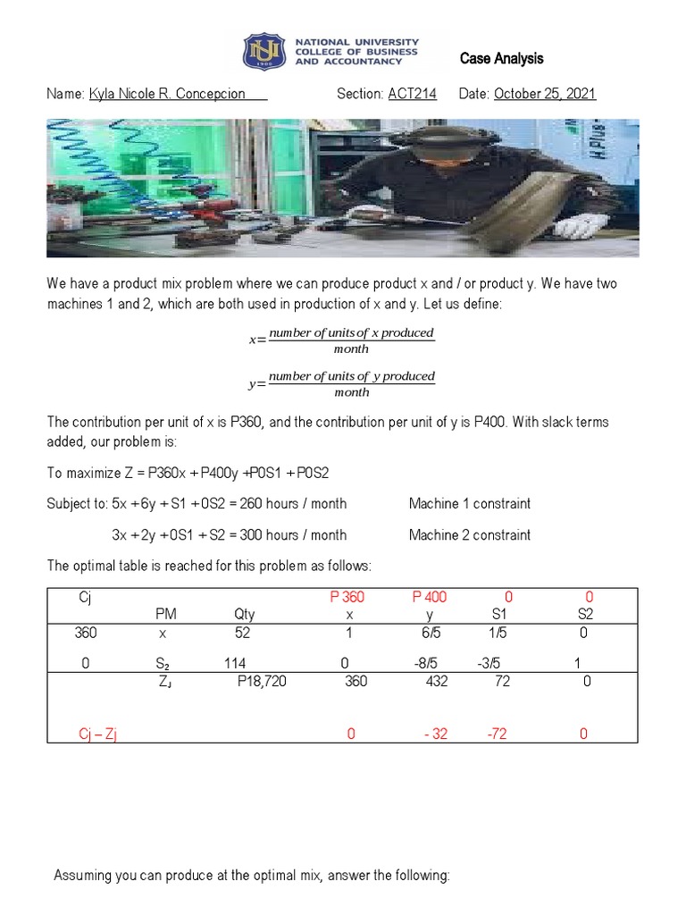 Group 5 Case-Analysis-ManSci-Linear-Programming-Simplex-Method | PDF | Market (Economics ...