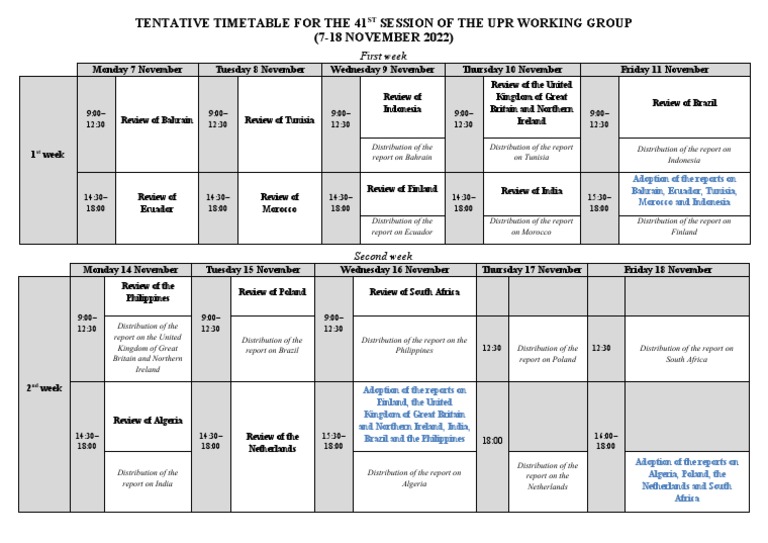 UPR 41 Timetable | PDF