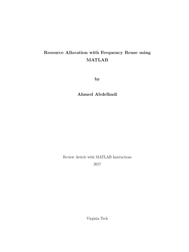Resource Allocation With Frequency Reuse Using Matlab | PDF | Quality Of Service | Wi Max