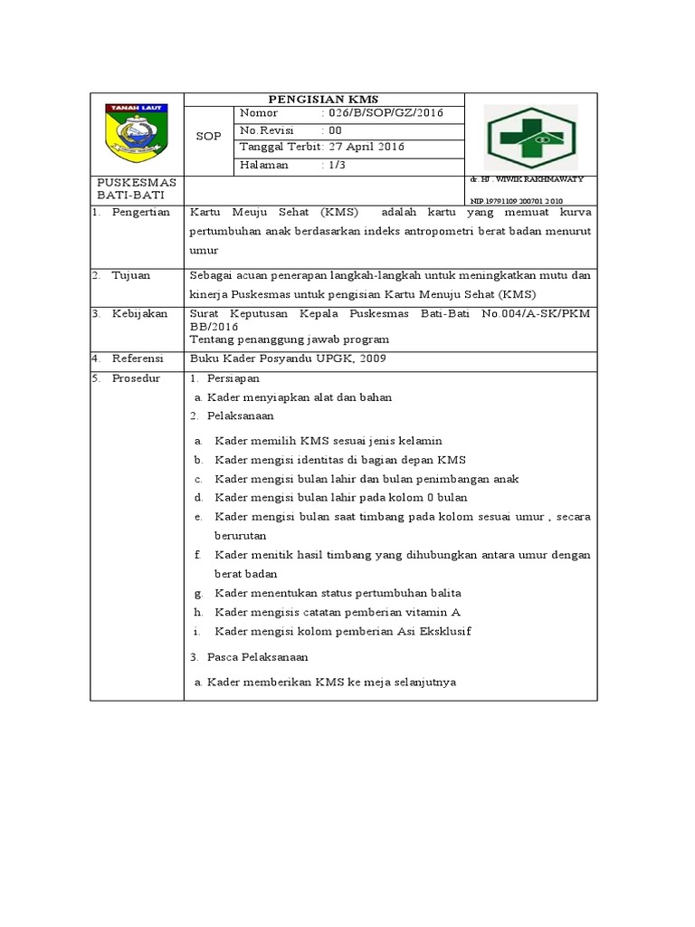 Sop Pengisian KMS | PDF