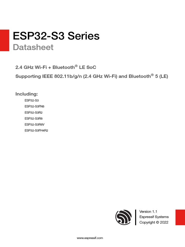 Esp32-S3 Datasheet en | PDF | Bluetooth | Wi Fi