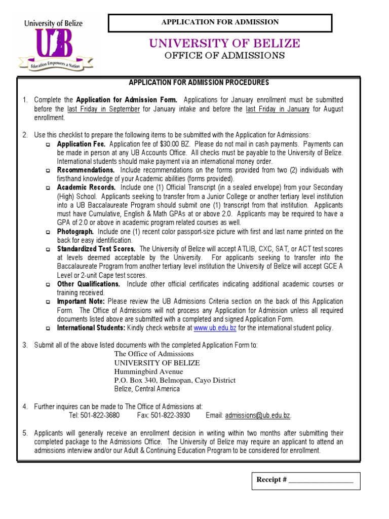 UB Application Revised 2010 July | PDF | University And College ...